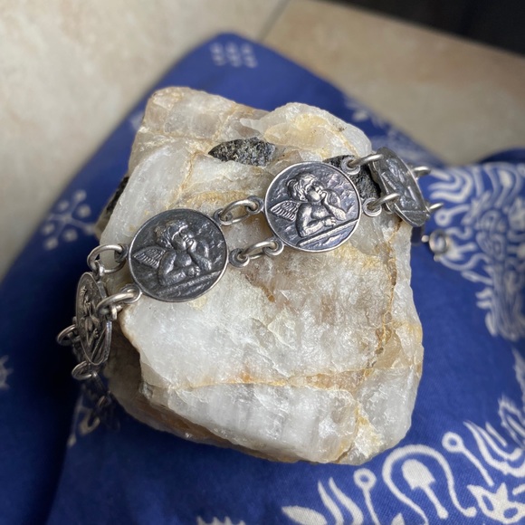 Jewelry | Sterling Silver Cherub Coin Bracelet 925 | Poshmark
